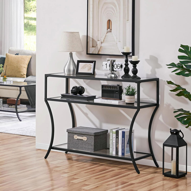 Orren Ellis Newcastle 14'' Glass Top Console Table | Wayfair